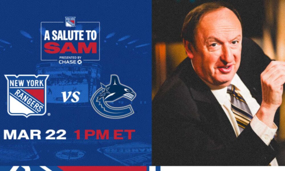 Rangers Honor Sam Rosen as They Face Canucks in Matinee Showdown ...